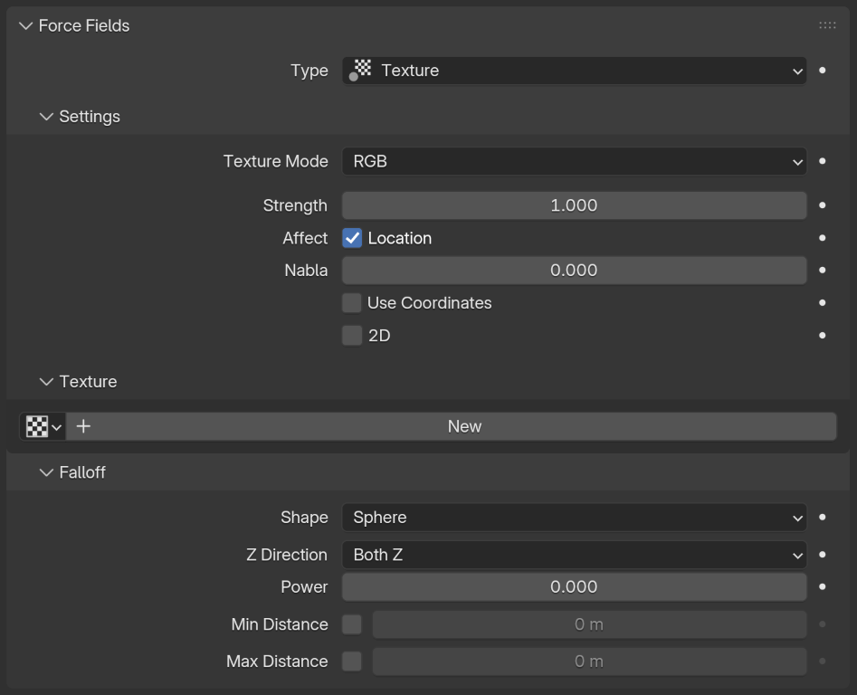 Force Fields - Texture - 《Blender 5.0 Manual》 - 书栈网 · BookStack