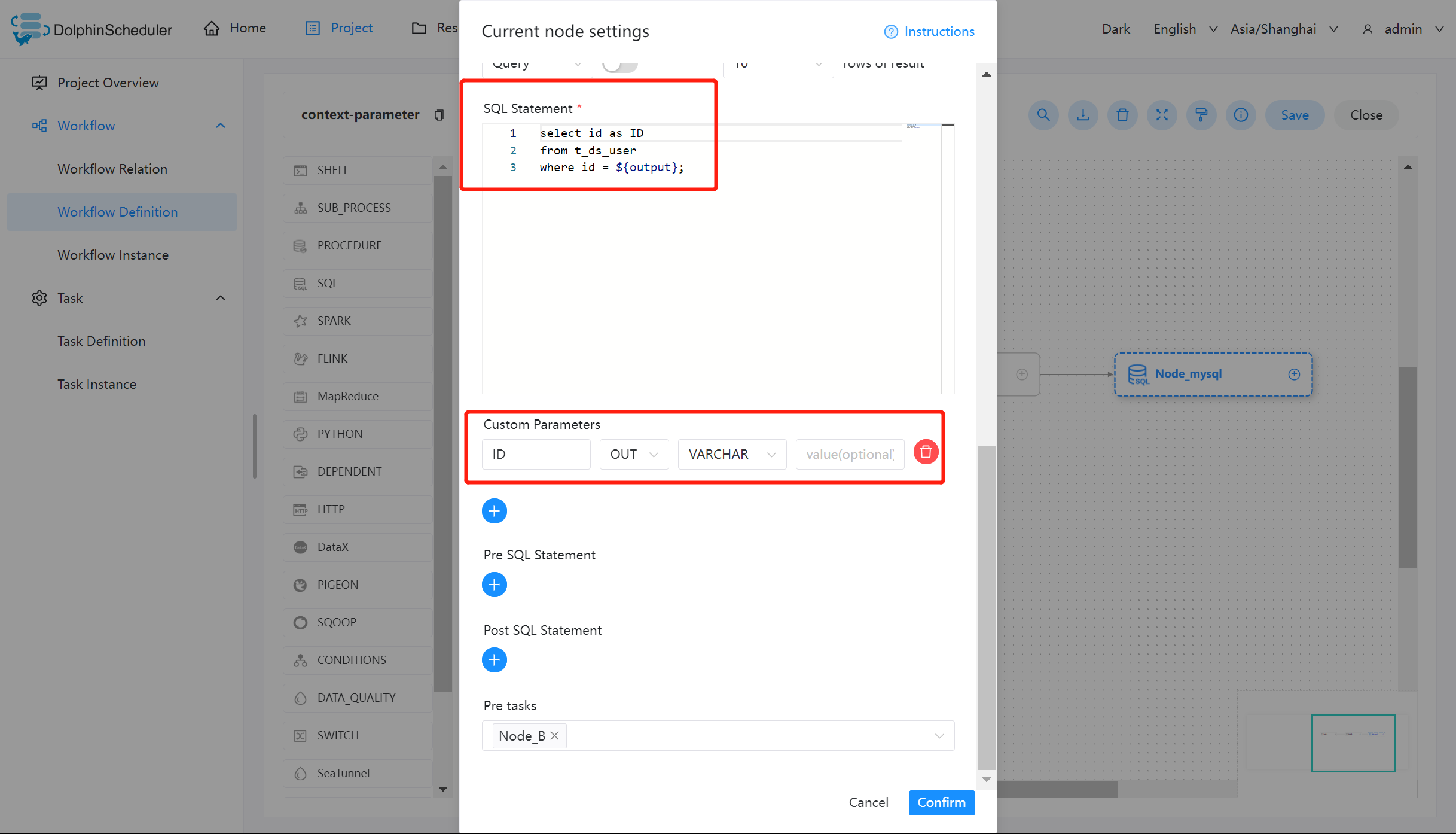 参数 - 参数传递 - 《Apache DolphinScheduler v3.1.9 中文文档》 - 书栈网 · BookStack