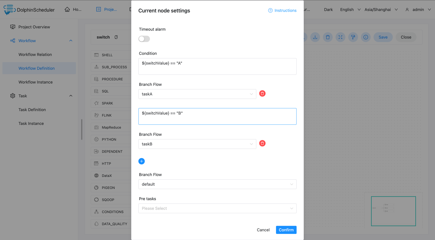 任务类型 - Switch - 《Apache DolphinScheduler v3.1.9 中文文档》 - 书栈网 · BookStack