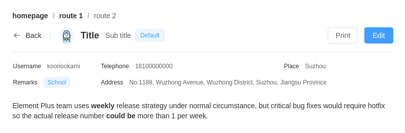 Navigation 导航 - Page Header 页头 - 《Element Plus v2.2 教程》 - 书栈网 · BookStack