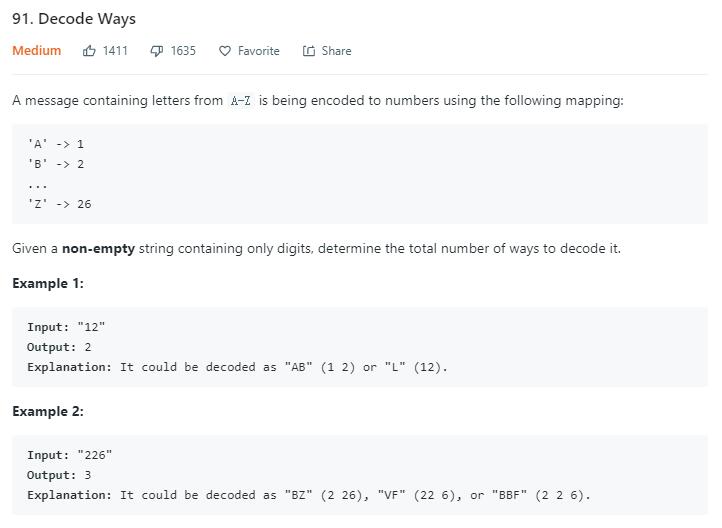 91. Decode Ways - 《Leetcode 前 300 题算法题解析（Java）》 - 书栈网 · BookStack